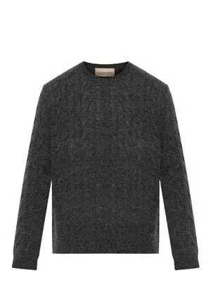 Valentino Garavani Wool V-logo Cable Knit Sweater - Grey