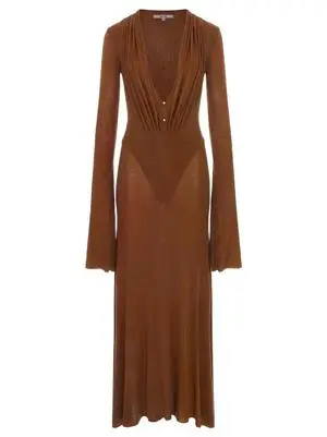MANURI Suki Ruched Maxi Dress - Brown