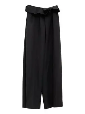 Khaite Kira Ruffled Pleated Trousers - Black