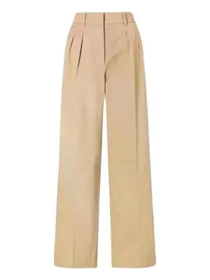 Moncler Cotton Gabardine Wide-leg Tailored Trousers - Neutrals