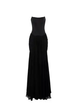 V:PM ATELIER Ruched Strapless Dress - Black