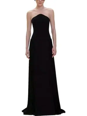 V:PM ATELIER Strapless Pleated Maxi Dress - Black