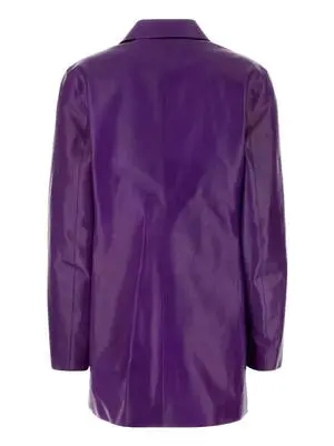 JIL SANDER Leather Notched-lapel Jacket - Purple