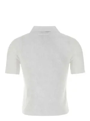 Tory Burch Perforated Knit Polo Shirt - White