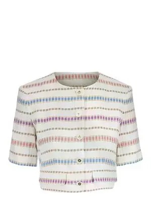 Veronica Beard Striped Cropped Jacket - Neutrals