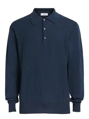 Eton Chevron-jacquard Polo Sweater - Blue