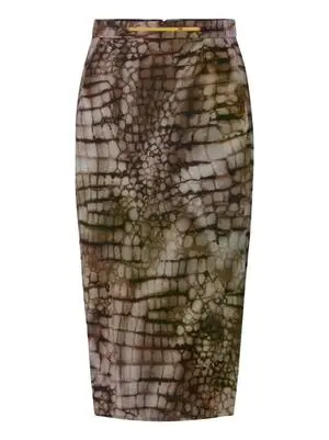 Elisabetta Franchi Crocodile-print Midi Pencil Skirt - Brown
