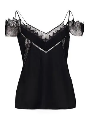TOM FORD Lace-encrusted Crepe Satin Camisole Top - Black