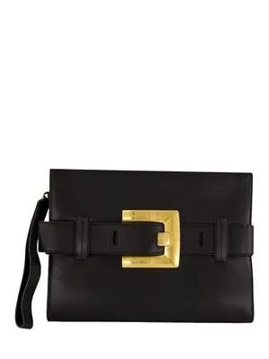 Balmain Anthem Smooth Leather Clutch - Black