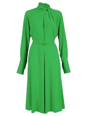 TOM FORD Clover Silk Belted Midi Dress - Green