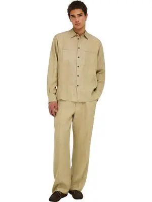 FERRAGAMO Ferragamo Stone Linen Tailored Jogger Pants Beige