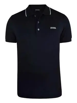 Zegna Logo-embroidered Polo Shirt - Blue
