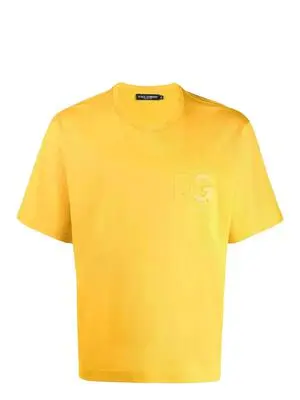 Dolce & Gabbana Logo-embossed Cotton T-shirt - Yellow