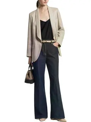 Peserico Herringbone Shawl Lapel Jacket - Neutrals