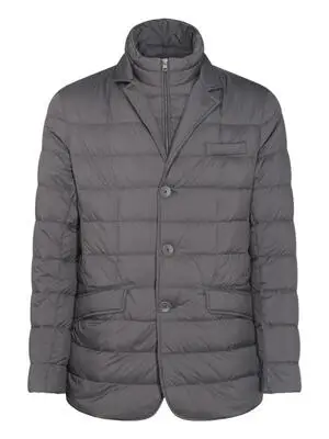 Herno Layered Effect Quilted Coat - Gray