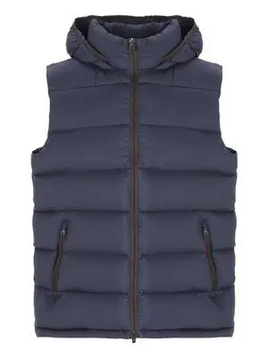 Herno Quilted Zip-up Hooded Gilet - Blue