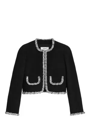 Celine Embroidered Icone Jacket In Wool Natt - Black