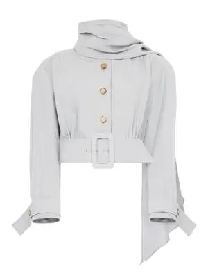 Chloé Belted Jacket With Detachable Scarf - Storm Ash