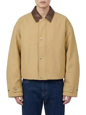 Acne Studios Acne Studios Organic Cotton Shirt Jacket With Leather Collar Sand