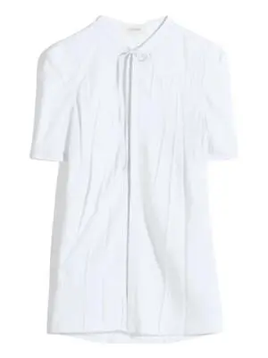 LEMAIRE Lemaire Short-Sleeve Pleated Tie-Neck Top