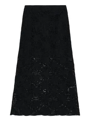 BY MALENE BIRGER Organic Cotton Crocheted A-line Skirt - Black