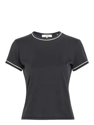 FRAME The Ringer Pipe-trim Cotton T-shirt - Navy