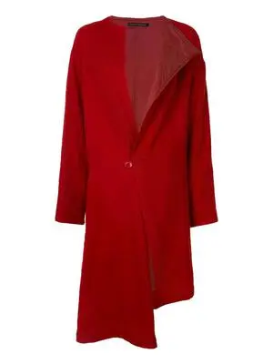 Y’s Asymmetric Wool Coat - Red