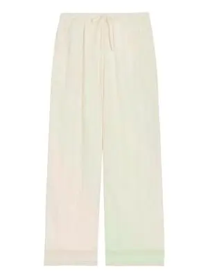 SOLAQUA Floral Embroidered Drawstring Trousers - Neutrals