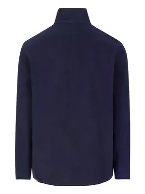 Brunello Cucinelli Quarter-zip Sweater With Embroidered Logo - Blue