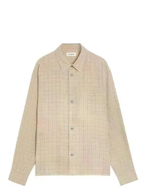 FRAME Plaid-check Button-down Linen-blend Shirt - Neutrals