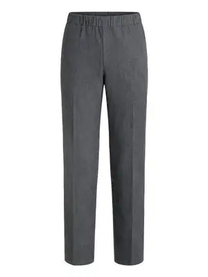 LARDINI Elasticated-waistband Pressed-crease Trousers - Grey