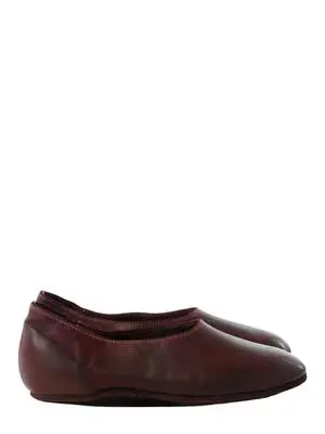 Guidi Tonal-stitched Leather Ballet Flats - Red