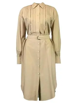 Brunello Cucinelli Beige Broderie Anglaise Shirt Dress - Neutrals