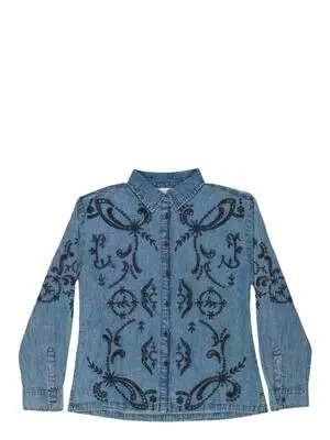 MAISON HOTEL Stella Constellation Embroidered Denim Shirt - Blue
