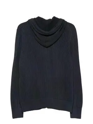 Marc O'polo Ribbed Knit Drawstring Hoodie - Blue
