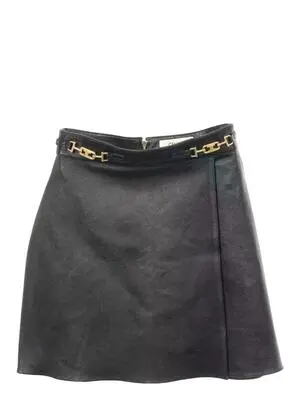 Celine Triomphe Lambskin Leather Skirt - Black