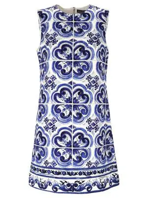 Dolce & Gabbana Majolica Print Mini Dress - Blue