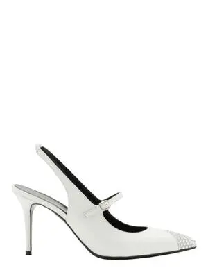 Alessandra Rich Embellished Slingback Pumps - White