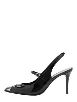 Alessandra Rich Embellished Slingback Pumps - Black