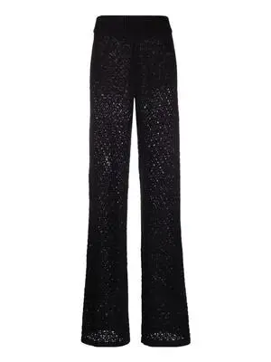 ROTATE BY BIRGER CHRISTENSEN Loose-knit High-waisted Trousers - Black