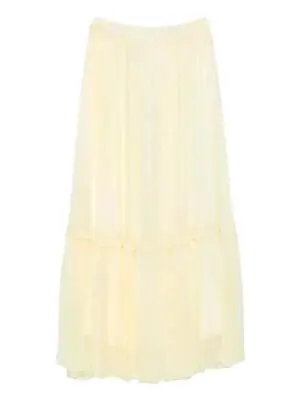 SOLOTRE Tiered Ruffled Maxi Skirt - Neutrals