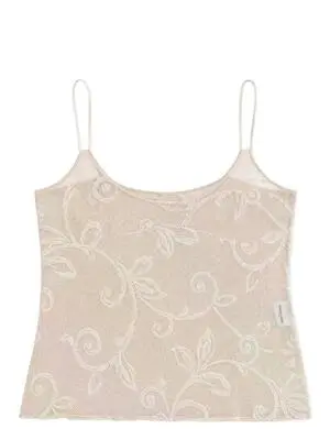 EMERGENCY ROOM Emergency Room Beige Floral Lace Camisole