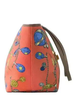 Versace Vivian Printed Small Canvas Tote - Red