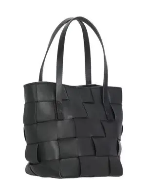 P.a.r.o.s.h Woven Leather Shoulder Bag - Black