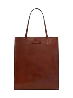 THE BRIDGE The Bridge Logo-Plaque Leather Tote Bag Brown