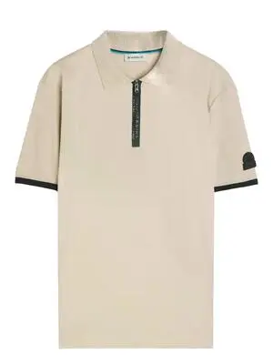 SANDBANKS Zip-fastening Logo-patch Polo Shirt - Neutrals
