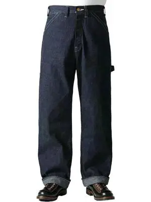 SUGAR CANE JEANS Logo Patch Denim Work Jeans - Blue