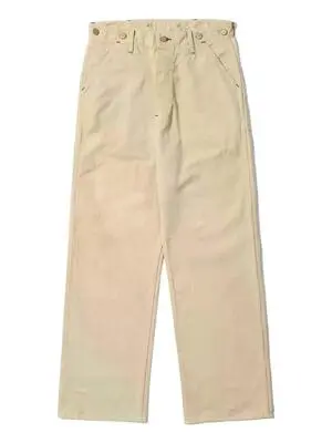 SUGAR CANE JEANS Herringbone Cotton Trousers - Neutrals