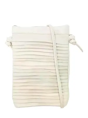 SOMMET Paloma Rows Pleated Leather Shoulder Bag Neutrals
