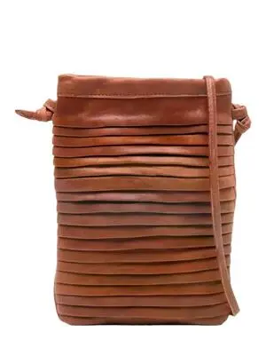 SOMMET Paloma Rows Pleated Leather Shoulder Bag - Brown